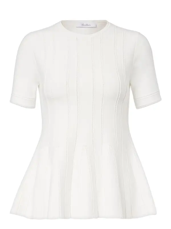 Max Mara Epoche Peplum Open-knit Top - White