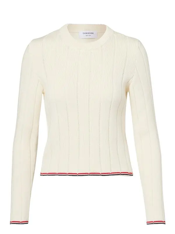 Thom Browne Cable-knit Virgin Wool Sweater - White