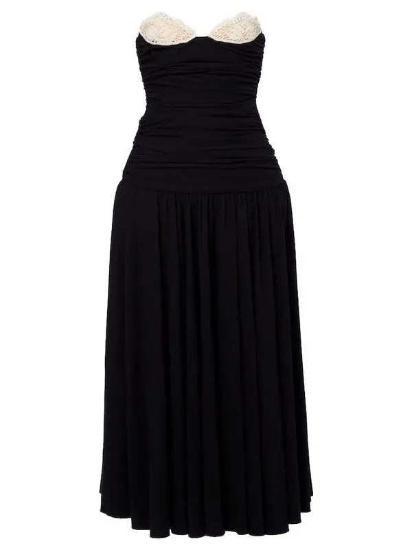 Magda Butrym Crochet-trimmed Jersey Cocktail Dress - Black