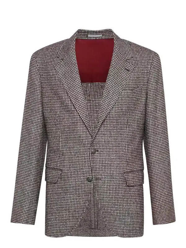 Brunello Cucinelli Houndstooth Blazer - Brown