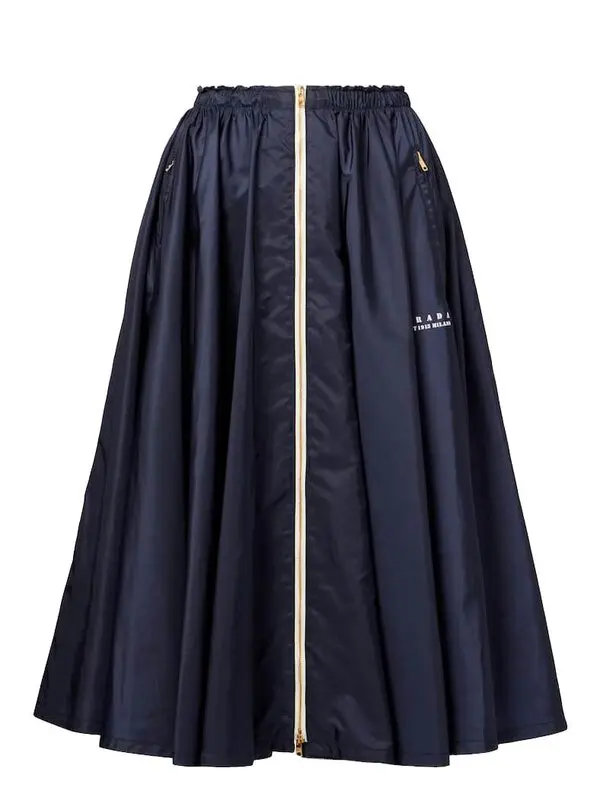 Prada Re-nylon Zip-up Midi Skirt - Blue