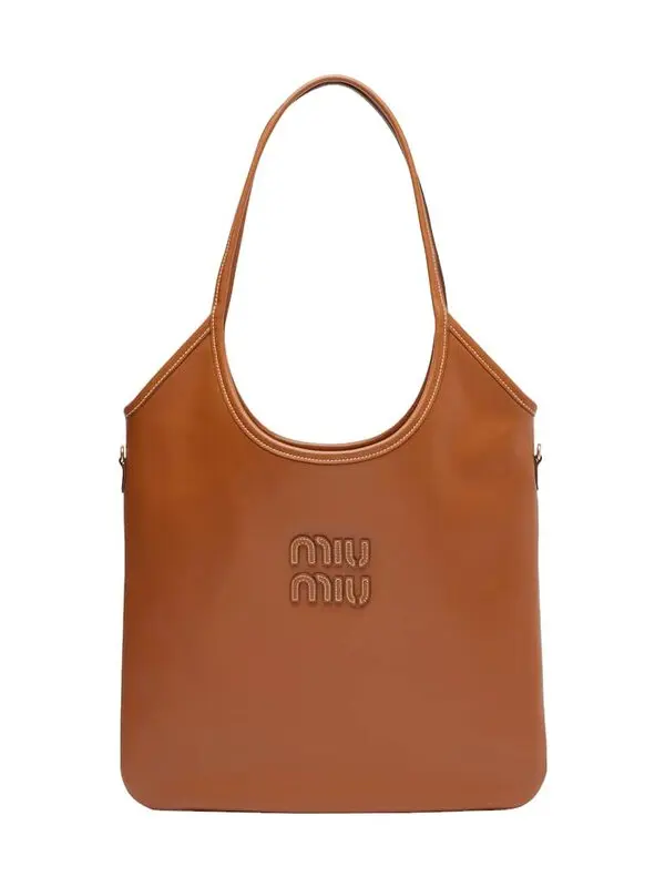 Miu Miu Ivy Medium Leather Shopper - Brown