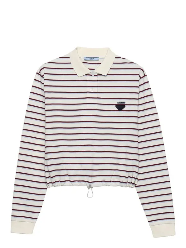 Prada Striped Piqué Polo Shirt - Neutral