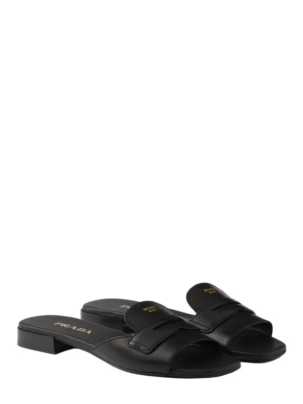 Prada Leather Slides - Black