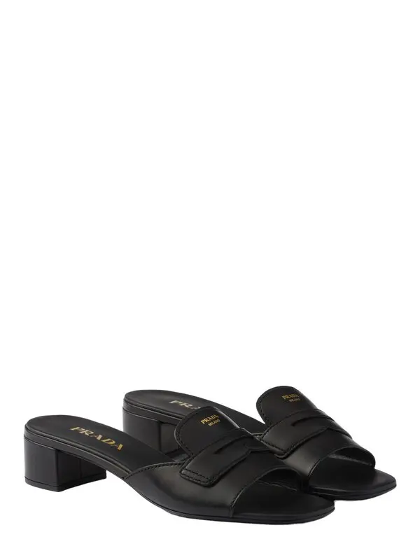 Prada Leather Sandals - Black