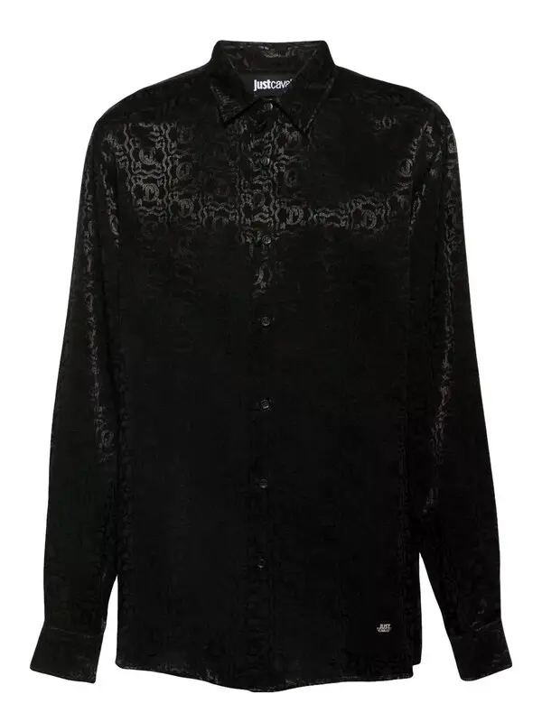 Just Cavalli Logo-jacquard Shirt - Black