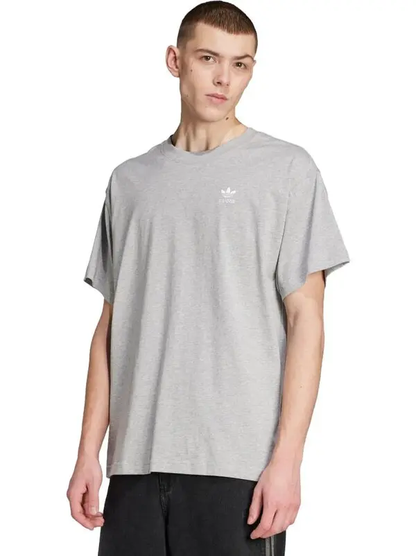 Adidas Trefoil Essentials Oversized Tee - Medium Grey Heather / White
