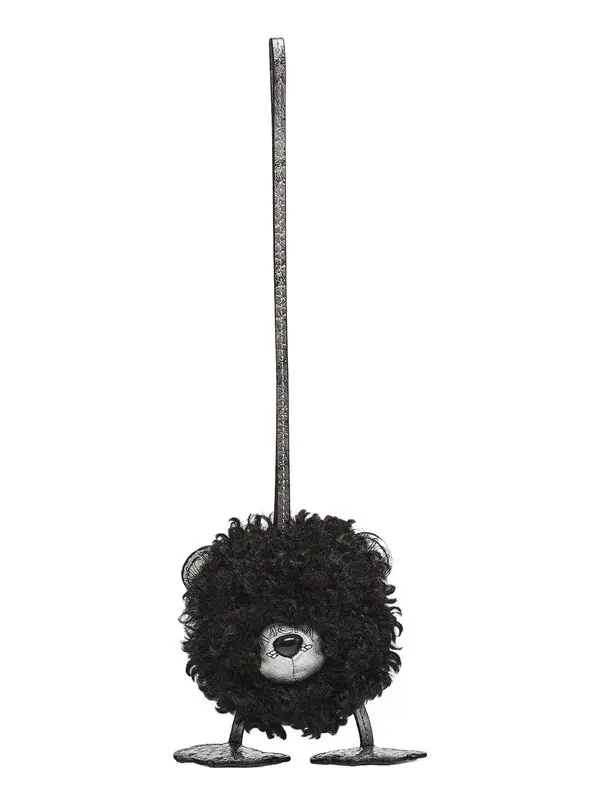 Mcm Bear Charm In Faux Fur - Black
