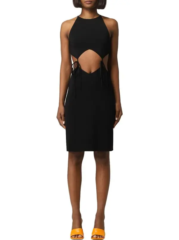 Bottega Veneta Cut-out Mini Dress With Laces - Black