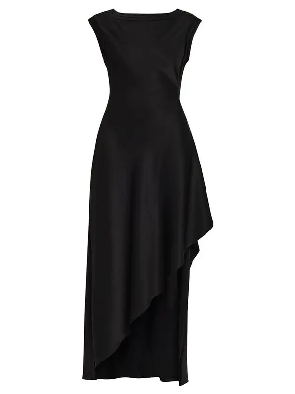 JASON WU Crepe Back Satin Asymmetric Gown - Black