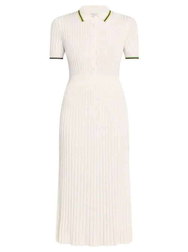 Gabriela Hearst Eyot Ribbed Knit Polo Midi Dress - Ivory