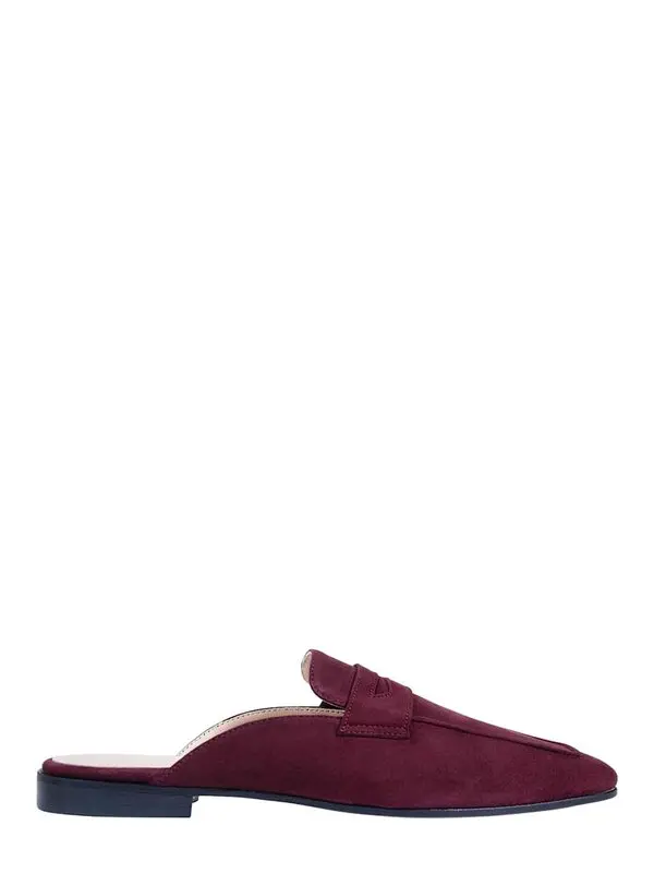 SOPHIQUE Riviera Suede Loafer Mules - Bordeaux