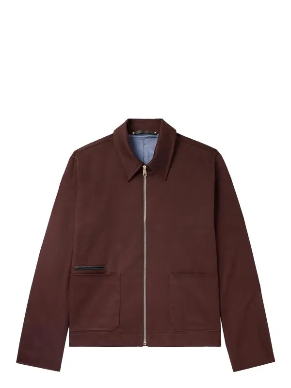 Paul Smith Leather-trimmed Cotton-blend Twill Harrington Jacket - Burgundy
