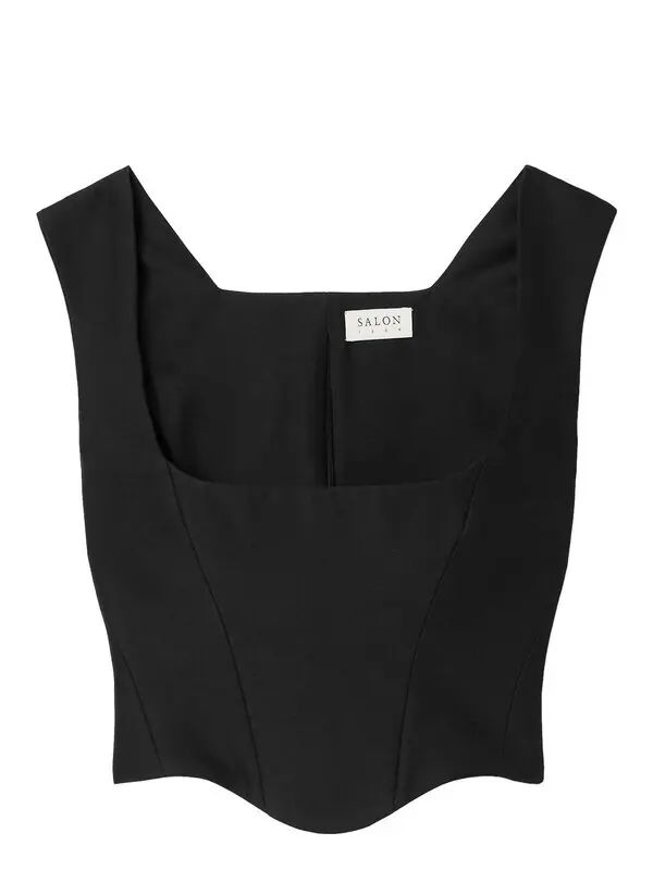 SALON 1884 Friuli Cropped Cotton And Silk-blend Top - Black