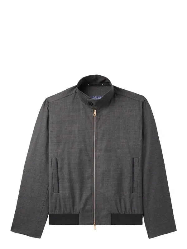 Paul Smith Checked Wool Bomber Jacket - Gray
