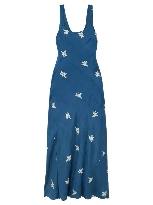 Alix Of Bohemia Adele Printed Silk-satin Maxi Dress - Blue