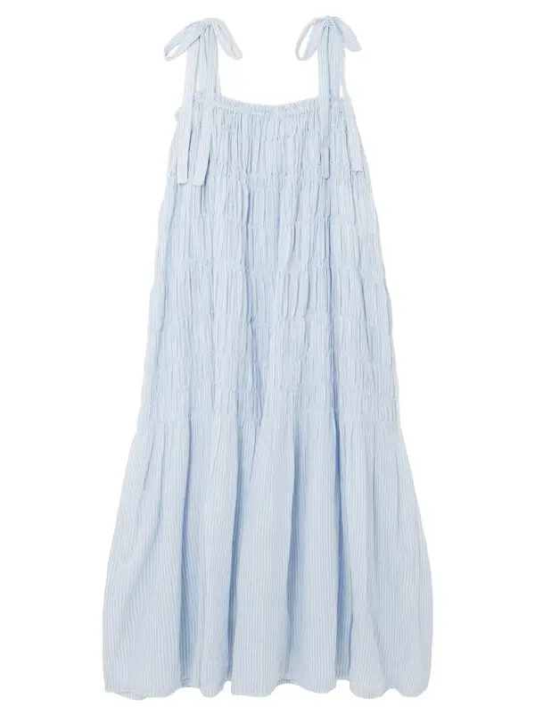 Alix Of Bohemia Emrys Tiered Striped Cotton Dress - Blue