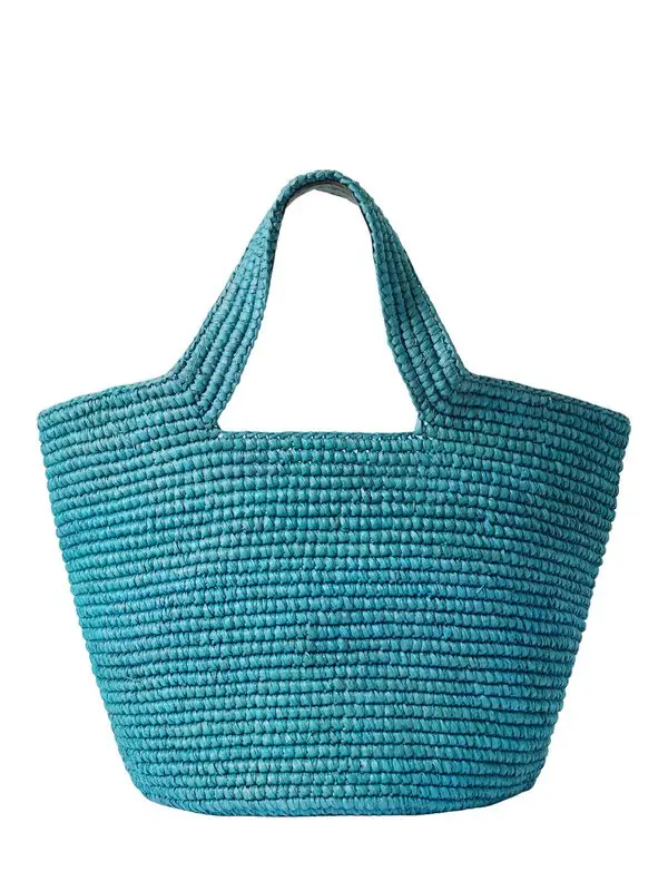 SENSI STUDIO Woven Raffia Tote - Blue