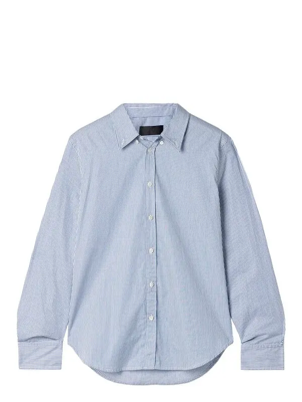 NILI LOTAN Dyllan Striped Cotton-poplin Shirt - Blue