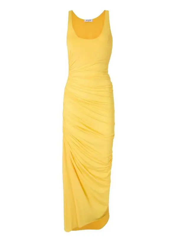 Alaïa Gathered Stretch-jersey Midi Dress - Yellow