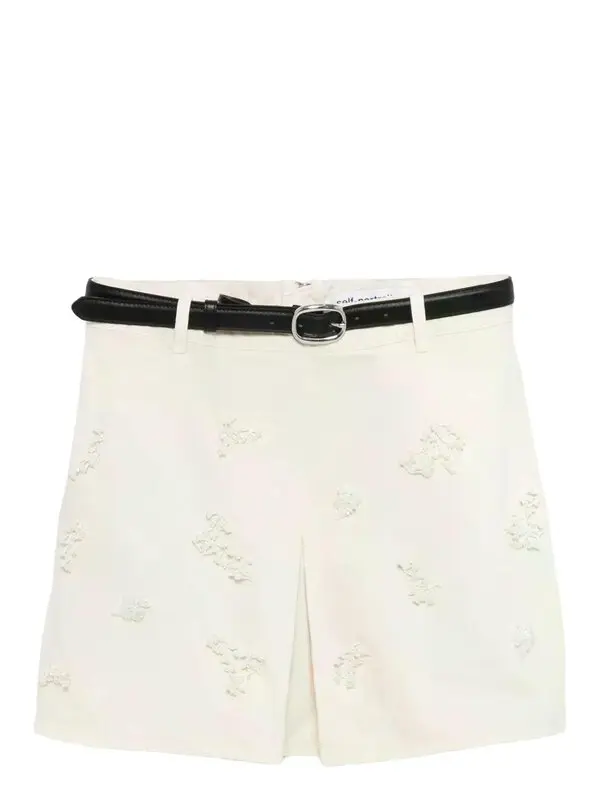 SELF-PORTRAIT Beaded Floral Mini Skirt - Neutrals