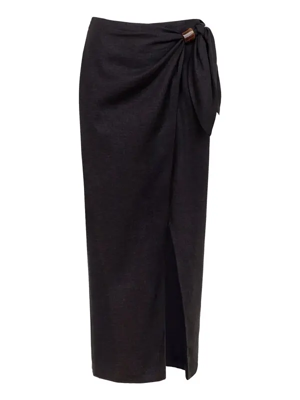 VIX PAULA HERMANNY Knotted Midi Skirt - Black