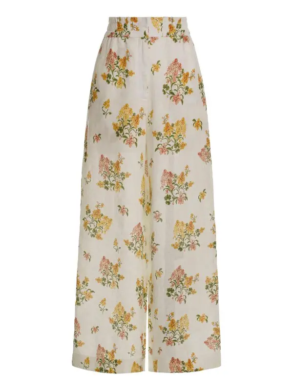 Agua Bendita Tota Floral Wide-leg Pants - White