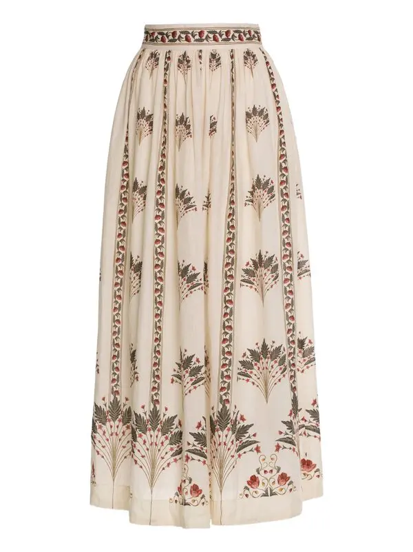 Agua Bendita Patterned Maxi Skirt - White