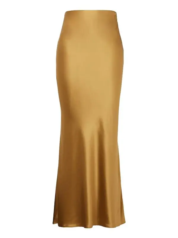 THE SEI Silk Charmeuse Maxi Skirt - Gold