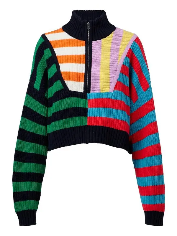 Staud Hampton Knitted Cotton-blend Sweater - Multicoloured