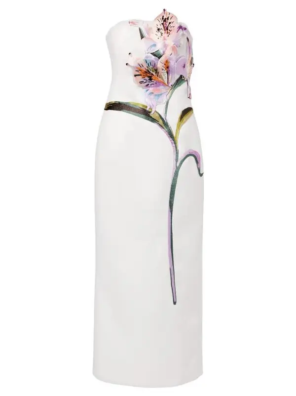 LEO LIN Rayna Floral-appliqué Cocktail Dress - White