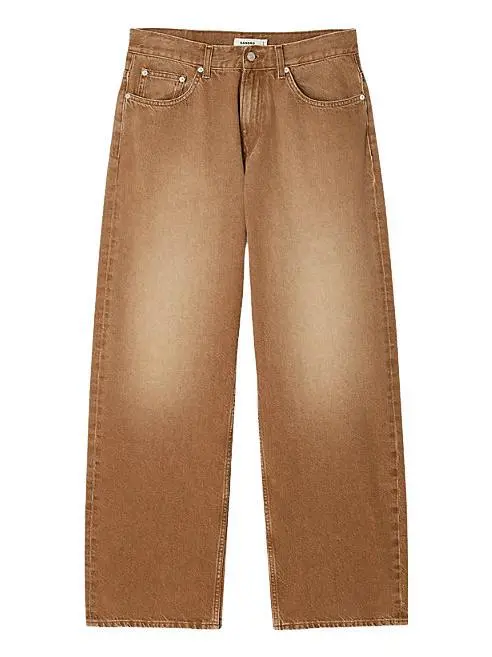 Sandro Baggy Fit Denim Jeans - Camel