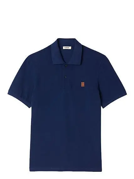Sandro Embroidered-logo Regular-fit Cotton Polo Shirt - Navy Blue