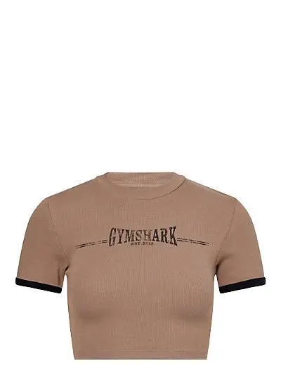 GYMSHARK Ribbed Cotton-jersey Crop Top - Brown