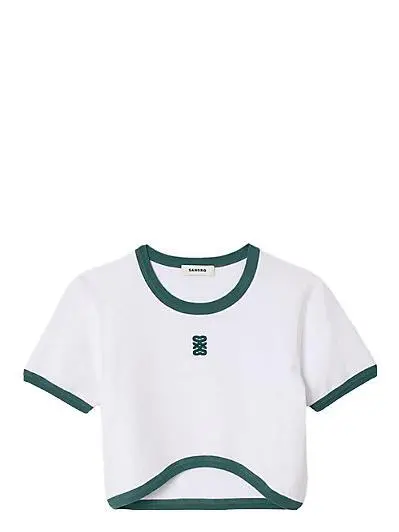 Sandro Logo-embroidered Cropped Top - White