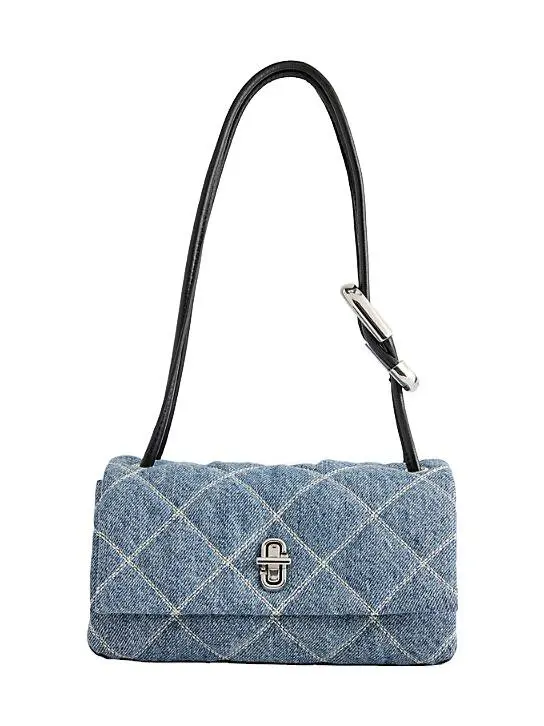 Marc Jacobs The Quilted Mini Denim Shoulder Bag - Light Wash Indigo
