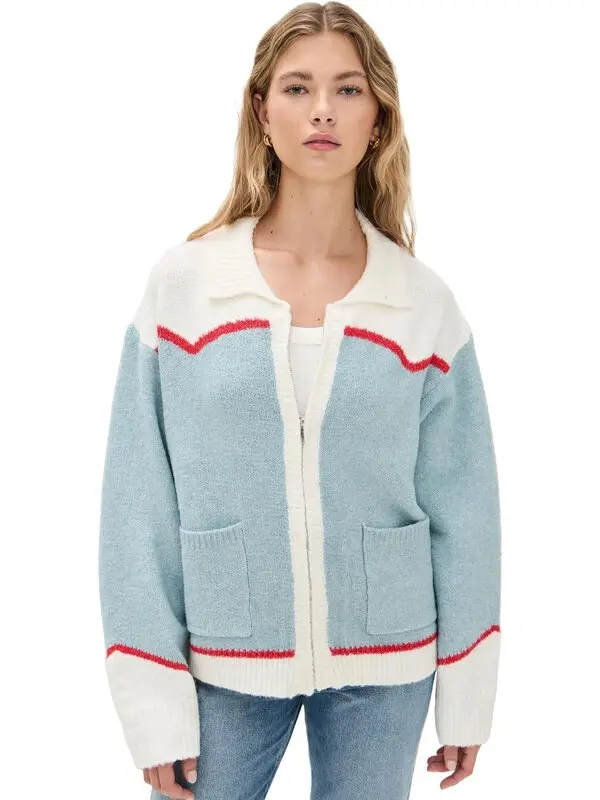 BAILEY ROSE Cowboy Graphic Cardigan - Sky Blue