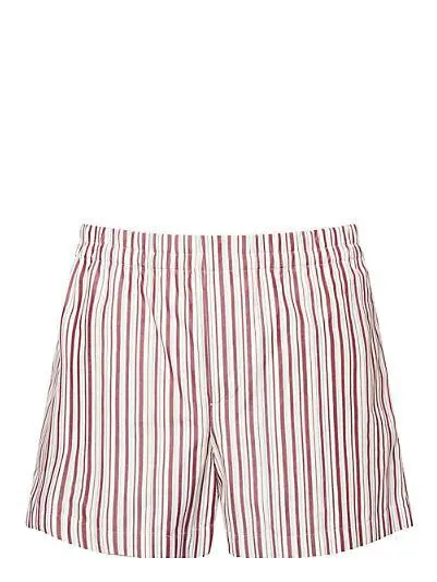 Gucci Stripe-print Relaxed-fit Cotton-poplin Shorts - White/rosso Ancora/m