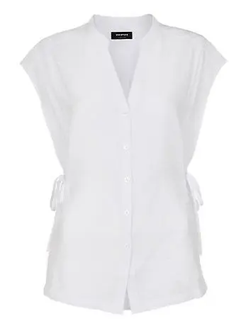 Whistles Side-tie Button-down Woven Shirt - White