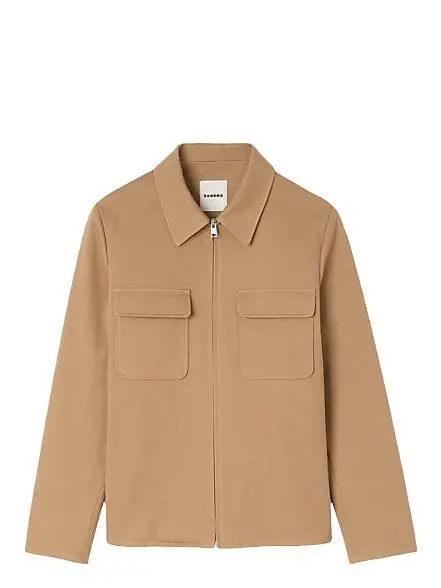 Sandro Flap-pocket Straight-fit Cotton Jacket - Camel