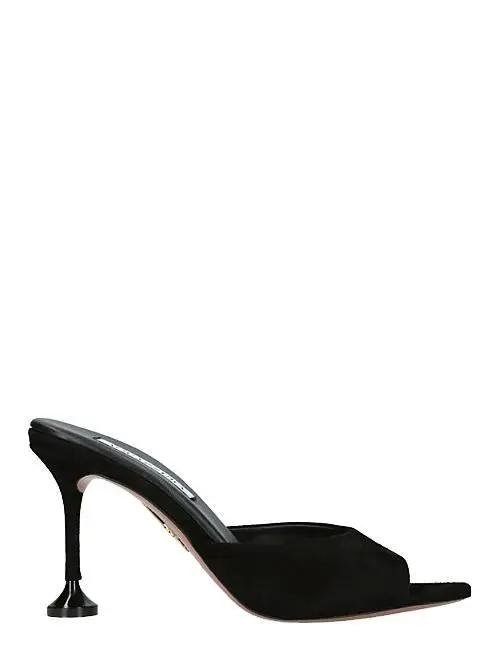 AQUAZZURA Bisous 85 Suede Mules - Black
