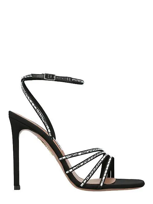 AQUAZZURA Mistica 105 Leather Heeled Sandals - Black