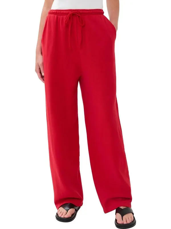 THE ELDER STATESMAN Daily Wide Leg Sweatpants - Sanguinello