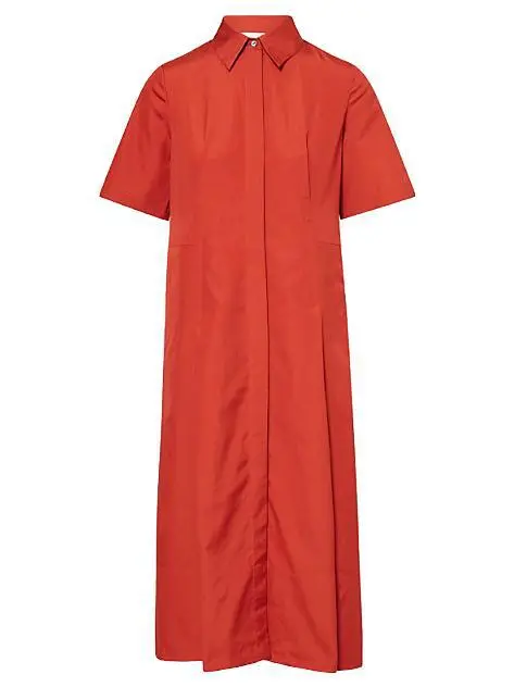 Vince Cotton-poplin Midi Shirt Dress - Brick Rose