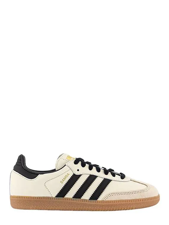 Adidas Samba Og Logo-embellished Leather Low-top Trainers - Cream White Black Sand S