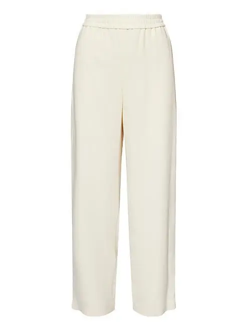 Theory Drawstring Wide-leg Woven Trousers - Rice