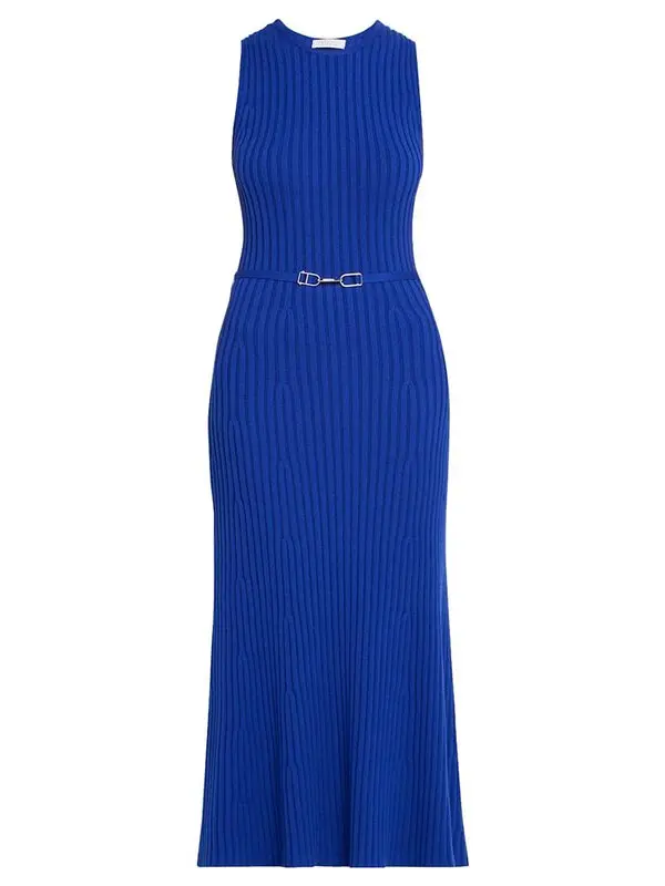 Gabriela Hearst Meier Belted Ribbed Midi Dress - Cobalt