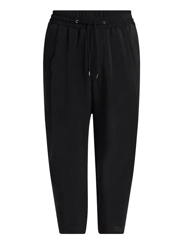 Giorgio Armani Cupro Blend Drawstring Trousers - Black