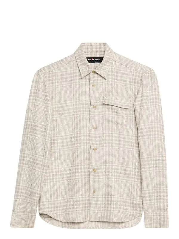 Kiton Baba Tonal Plaid Side-pocket Overshirt - Beige