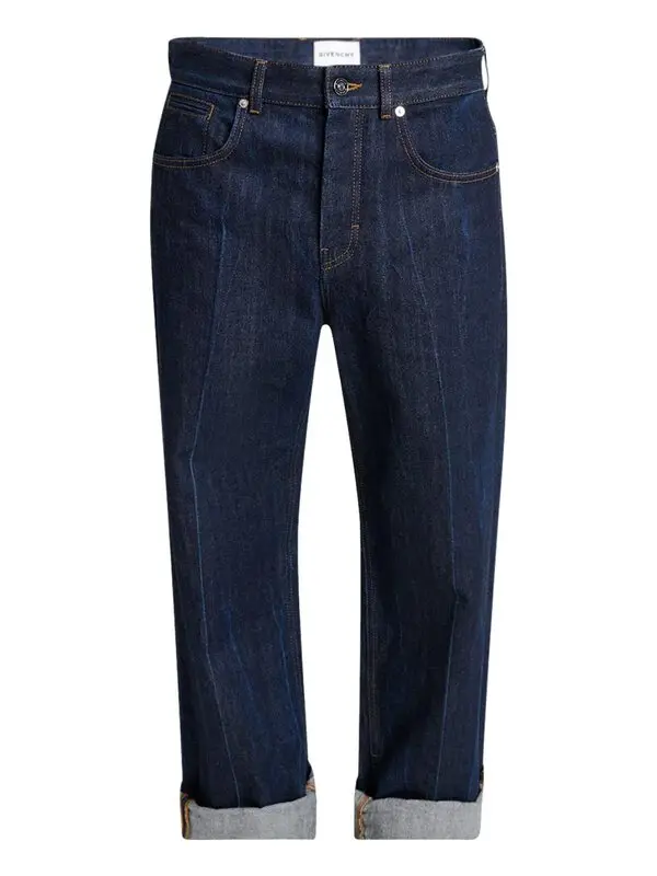 Givenchy Cuffed Wide-leg Jeans - Dark Blue